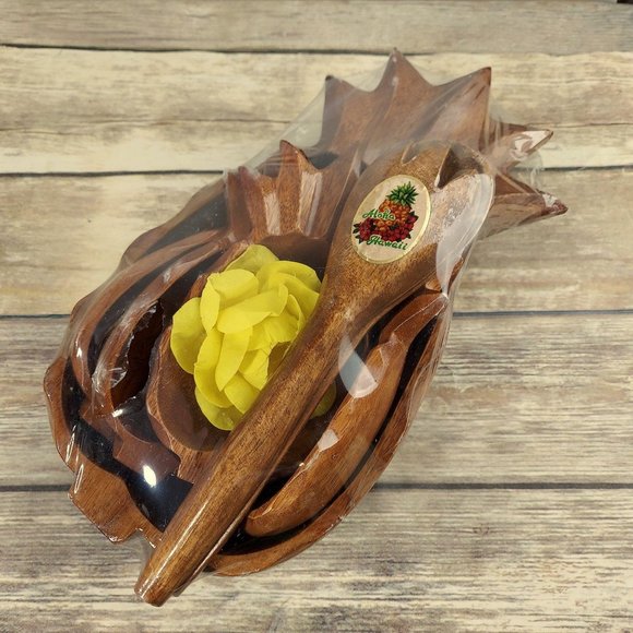 Monkey Pod | Accents | Monkey Pod Pineapple Bowl Set New Old Stock ...